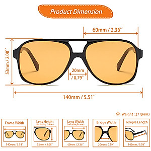 Xpectrum Big 70s Retro Clear Yellow Sunglasses for Men Women Vintage Trendy Sun Glasses (Yellow/Orange)