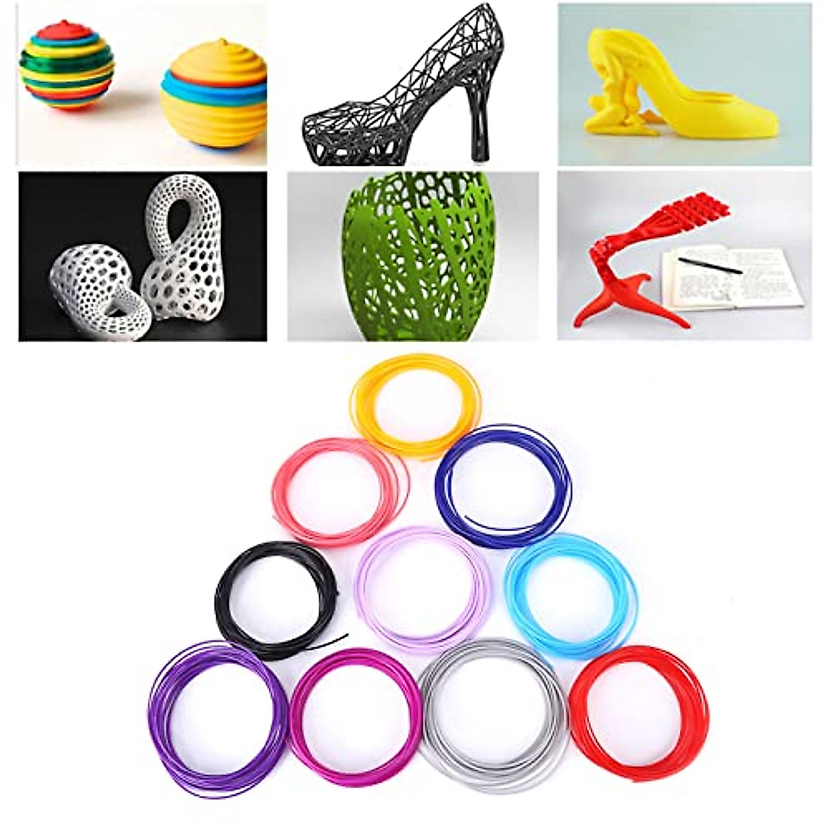 20 Pcs 3D Printer Filaments, 20 Colors 1.75mm PCL Pen Filament Refills for Printer Printing Pen Low Temperature