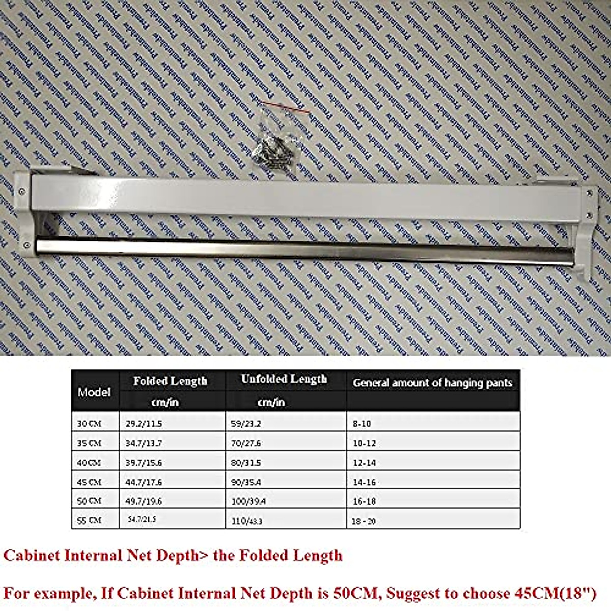 Top Mount Pull Out Wardrobe Closet Cloth Jacket Rod Hanger Retractable Hanging Rack Bar Ball Bearing Rail Slide Pull-Out Heavy Duty White (30CM 12")