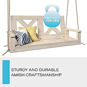 Porchgate Amish Heavy Duty 700 Lb Farmhouse Porch Swing W/ Ropes (5 Foot, Unfinished)