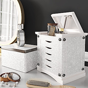 WESTICK Silver Glitter Wallpaper for Bedroom 78" x 15.8" Sparkle Glitter Peel and Stick Wallpaper Self Adhesive Chunky Sparkling Glitter Contact Paper for Walls Cabinets Salon Showcase Decor DIY