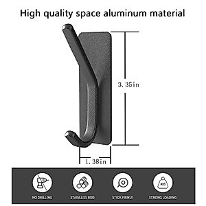 Paoli Heavy Duty Self Adhesive Hooks - Sturdy self Adhesive Hooks for Home, School and Office Easy to fit and Remove （ Black ，Set of 4）