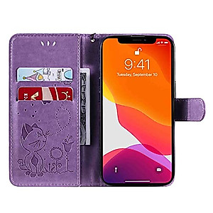 Fansipro Phone Cover Wallet Folio Case for Oppo Reno 6 PRO Plus 5G, Premium PU Leather Slim Fit Cover for Reno 6 PRO Plus 5G, 2 Card Slots, Nice fit, Purple