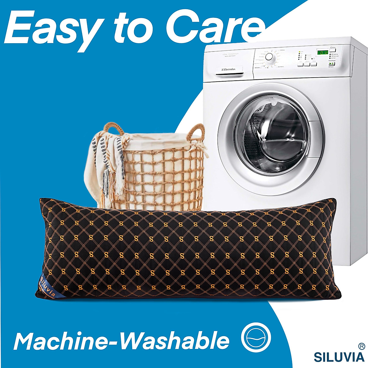 Siluvia Body Pillow for Adults-Premium Adjustable Loft Quilted Body Pillows - Hypoallergenic Fluffy Pillow - Quality Plush Pillow - Down Alternative Pillow (Gray-LightGray, 21”x54“)