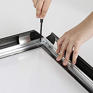 M&T Displays Portable Snap Poster Frame 40x60 Inch Black 1.77" Aluminum Profile Front Loading Wall Mounting Photo Picture Document Certificate Sign Holder Mitered Corner Anti Glare Cover