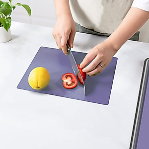 Plastic Cutting Boards for Kitchen, WK Small Flexible Cutting Board Set of 5, Non Slip Cutting Mats for Meat, BPA Free, Dishwasher Safe, Mini Size