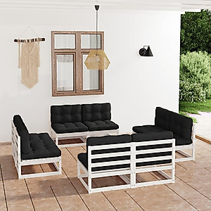 WEHUOSIF 8 Piece Patio Lounge Set with Cushions,Garden Lounge Set,Combination Sofa,Pool Sofa Set,Conversation Sofa,Party Furniture,for Homes,Offices,Living Room,Cafes,Solid Pinewood