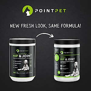 POINTPET Glucosamine for Dogs - Hip & Joint Supplement - Dog Mobility Soft Chews with Chondroitin & MSM - Dog Supplement with Omega 3, Vitamin C & E for Hips and Joints 120cnt