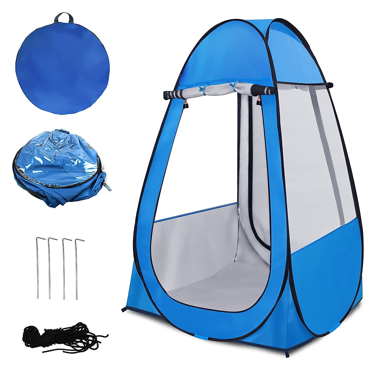 Single Pop Up Tent Pods Sports Fishing, Clear Rainproof Windproof Beach Tent for Wind and Rain in Chilly Weather，Lightweight and Sturdy, Easy Set Up, Outdoor Foldable (Pale Blue)