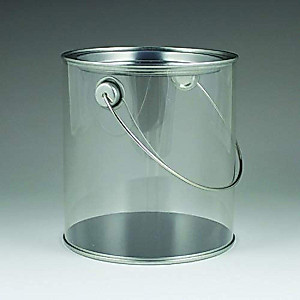 Clear Plastic Empty Paint Can (48 oz.) 1 Paint Storage Container with Lid & Handle - BPA-Free | Perfect Paint Container for Leftover Paint, Party Favors, Wedding Displays, Candy Containers, & Storage