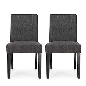 Christopher Knight Home Kuna Contemporary Upholstered Dining Chair (Set of 2), Charcoal, Gray