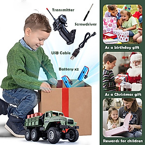 TICTTGA Gifts for 7 Year Old boy Age 6-8 Army Toys for Boys Age 4-7 Kids Remote Control car for Boys 4-7 Remote Control Trucks for Boys 8-12 4WD 1:16 Scale Toy