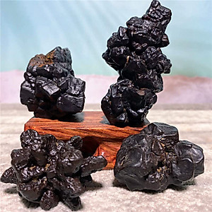 Acxico 2Pcs 30-50g Natural Egypt Black Diamond Quartz Crystal Specimen Raw Stone Decorate