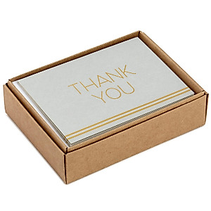 Hallmark Thank You and Blank Cards Assortment, Geometric Gold (24 Cards with Envelopes for Baby Showers, Wedding, Bridal Showers, All Occasion)