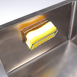 Toplife Kitchen Sink Suction Holder for Sponges, Scrubbers, Soap (Silver)