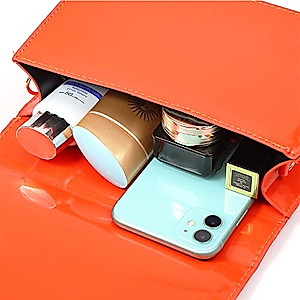 YDSIII Orange Purse Mini for Women Fashion Vintage Shoulder Bag Square Lattice with Removable Chain