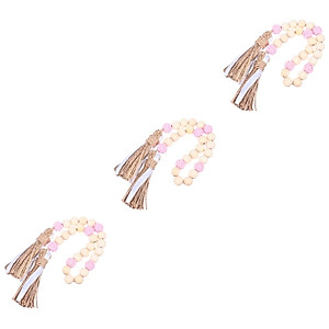 3 Pcs Twine Tassel Beads Home Crafts Home Adornment Indoor Ornaments Home Decor Rustic Wall Decor Wooden Beads Garland Wooden Bead Decor Hanging Decor Hanging Bead