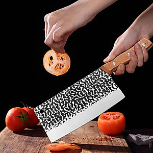 Meat Cleaver, 7 inches Professional Serbian Cleaver Knife, Ultra Sharp Light weight Hand Forged Chinese Cleaver Full Tang Meat Knife