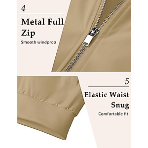 MAGCOMSEN Bomber Jacket Men Light Spring Jackets Lightweight Bomber Jacket Zip Up Light Coat with Pocket Casual Jacket Khaki,L