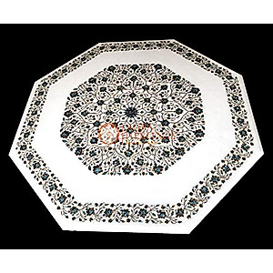 Marble Dining Center Table Top With Stand Pauashell Turquoise Inlay Garden Home Decor