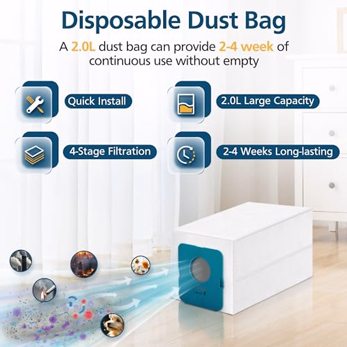 VCA-ADB953 Dust Bag, 6 Pack Vacuum Bags Replacement for Samsung VCA-ADB95 Bespoke Jet Cordless Stick Vacuum Cleaner Accessories Parts, VS20A95923B/AA, VS20A95923N/AA, VS20A95923W/AA