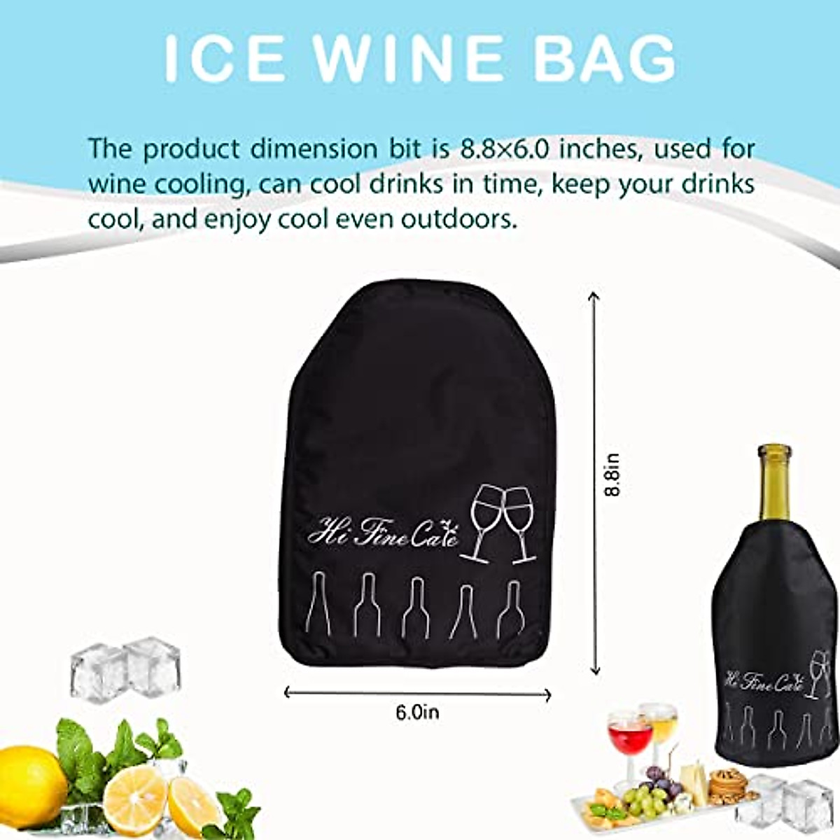 Wine Cooler Sleeve with Protector Instant Cooling and Keeps Your Drink Cold Keep Cool and Chill Champagne Wine (Black)