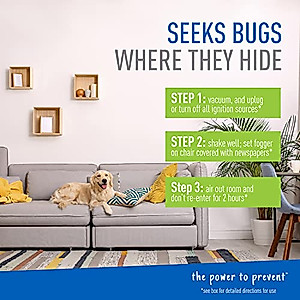 Adams Plus Flea & Tick Indoor Fogger, 3 x 3 oz Cans, Kills Fleas, Flea Eggs, Ants, Flies, Wasps, Cockroaches, Mosquitoes, and Many Other Listed Pests, Each Fogger Treats Up To 3000 Cu Ft, 9 Oz