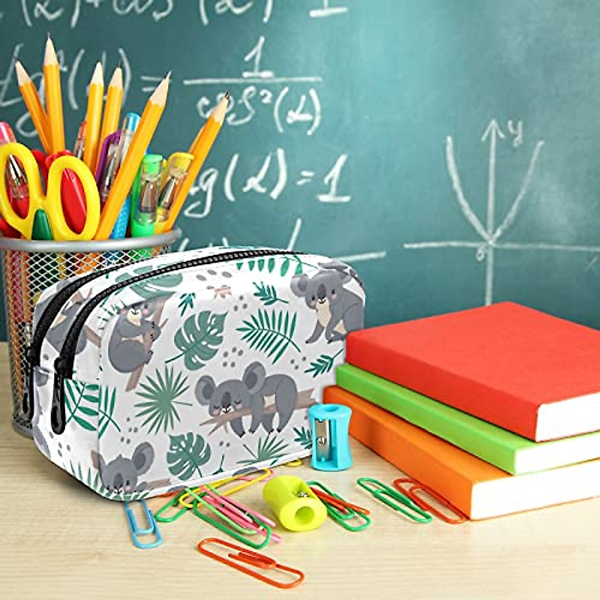 cooltfun Koala Pencil Pouch Cute Stationary Pencil Box Big Capacity Pen Case School Study Supplies for Teen Girls Waterproof Large Storage Pencil Pouch Student