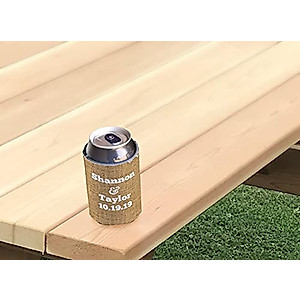 To Have and to Hold Custom Name Wedding Coolie 48-pack Custom Can Coolie Coolies Simulated Burlap
