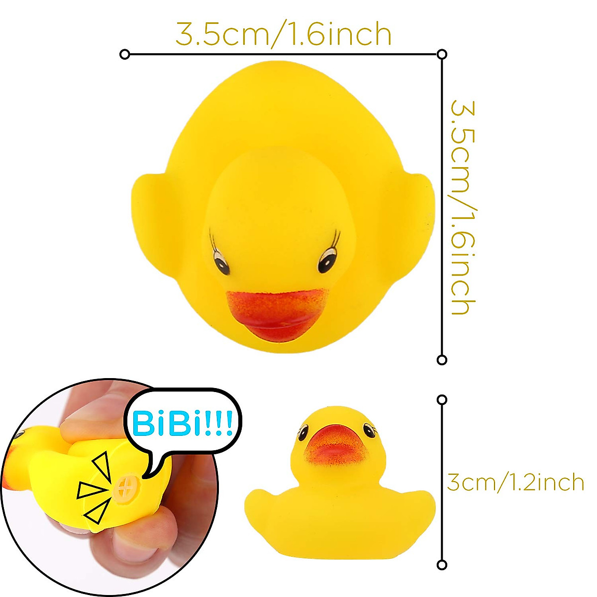 SAVITA 50pcs Rubber Ducky Bath Toy for Kids, Float and Squeak Mini Small Yellow Ducks Bathtub Toys for Shower/Birthday/Party Supplies（3.5×3.5×3cm/1.4×1.4×1.2inch）