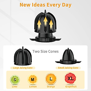 Healnitor 150W Electric Citrus Juicer Squeezer with 2 Cones, Stainless Steel Quiet Orange Juice Extractor Machines for Lime Grapefruit Lemon, Detachable Design