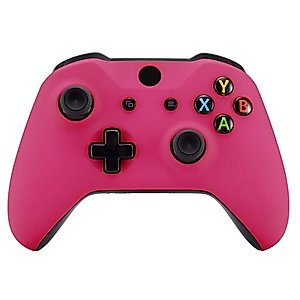 eXtremeRate Red Rose Faceplate Cover, Soft Touch Front Housing Shell Case, Comfortable Soft Grip Replacement Kit for Xbox One X & One S Controller Model 1708 - Controller NOT Included