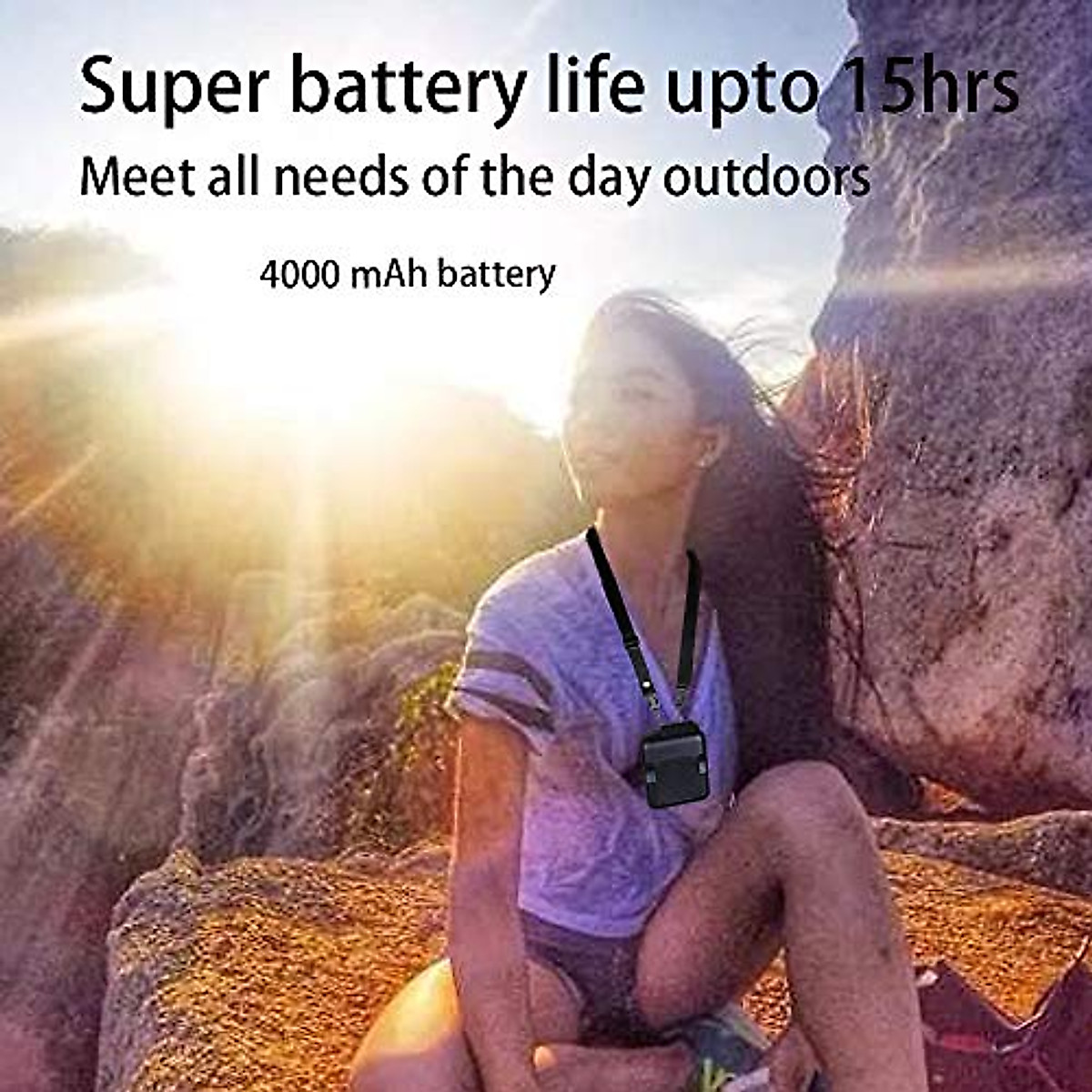 Portable USB Rechargeable Neck Fan, Waistband Fan, Working Cooling Fan Hand Free Personal Fan Wearable Cooler Fan for Traveling Working Outdoor Office (4000mAh)