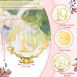 20 Pieces Table Numbers Wedding Table Numbers 1-20 Gold Acrylic Table Numbers for Wedding Reception Table Numbers Stands with Holder Base Elegant Mirror Table Numbers for Wedding Party Event Catering