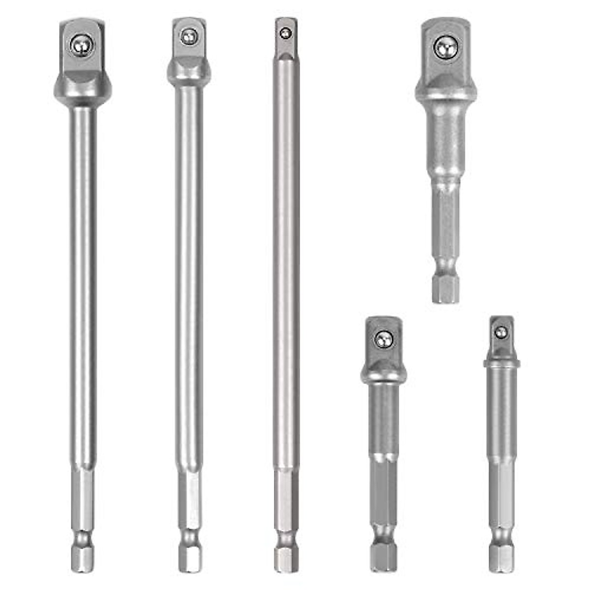 6-Piece Impact Square Drive Socket Adapter Set, 1/4" 3/8" 1/2" Impact Driver Socket Adapter, 1/4 Shank Impact Adapter Set