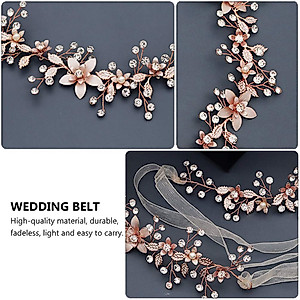 VALICLUD Bridal Belt Rhinestones Flower Wedding Dress Chain Crystal Bride Bridesmaids Sash Wedding Party Accessory Rose Gold