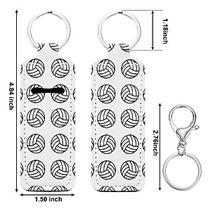 16 Pieces Volleyball Lipstick Holder Keychains Volleyball Lipstick Balm Holder Keychain Clip-on Lipstick Sleeve Pouch with 16 Pieces Metal Clip Cords for Lipstick Tracker