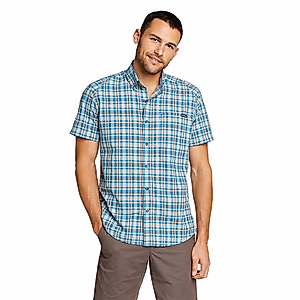 Eddie Bauer Men's Pack It Seersucker Short-Sleeve Shirt, Celadon, X-Large