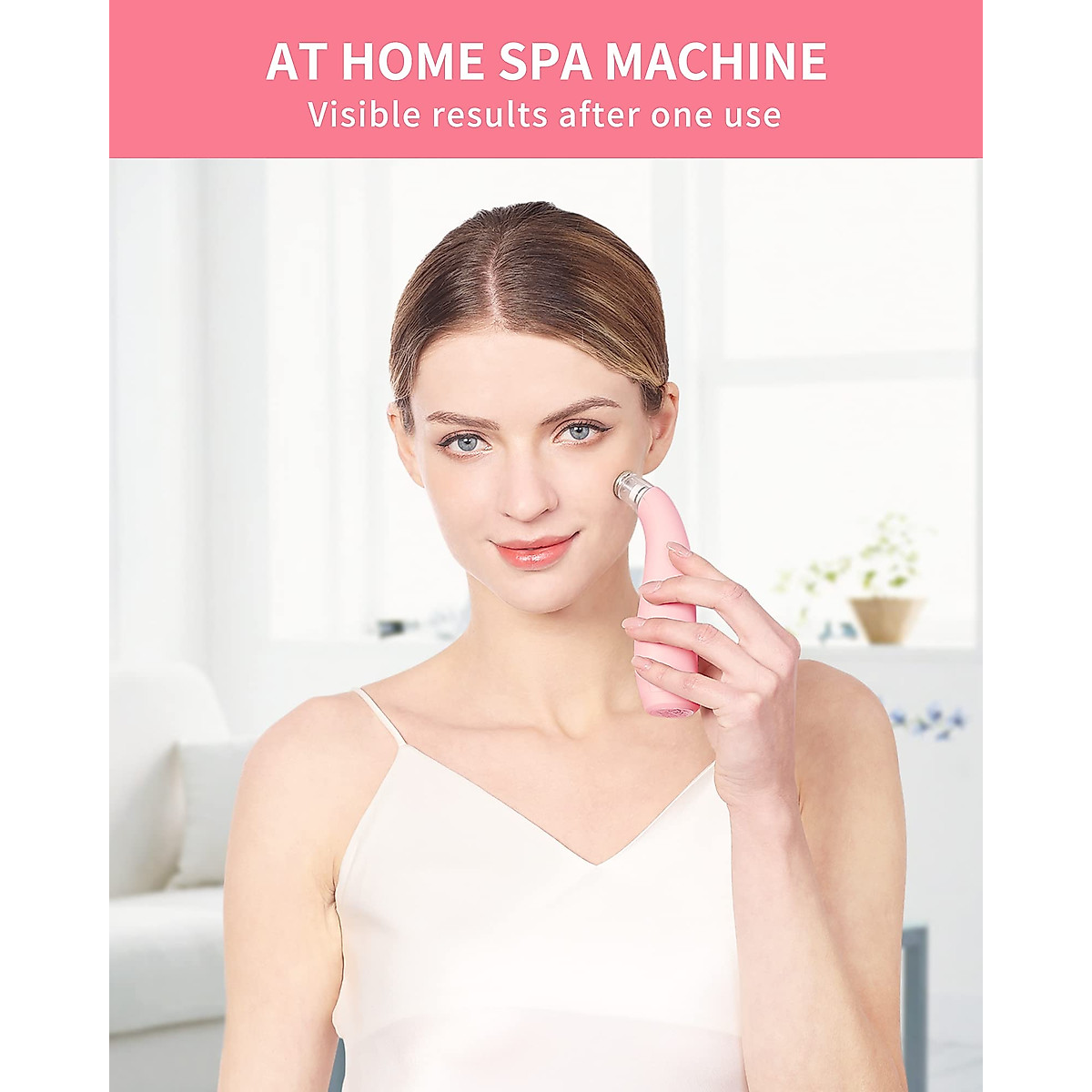 NEWDERMO 2-in-1 Microdermabrasion Machine for Facial, Diamond Microdermabrasion Device USB Rechargeable - Advanced Home Facial Treatment Machine (Pink)