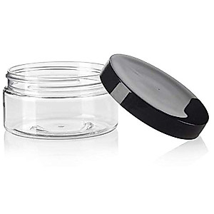 ericotry Clear PET Plastic (BPA Free) Refillable 8 Oz / 250ml Empty Cosmetic Containers Cases with Black Lid for Cream Lotion Bottle All Purpose Portable Household Containers (6 Pack)