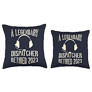 Funny Dispatcher Retirement Gift & Shirt A Legendary 911 Dispatcher 2023 Retirement Party Throw Pillow, 16x16, Multicolor