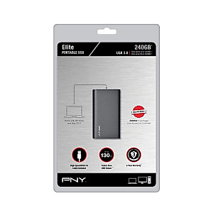 PNY Elite 240GB USB 3.1 Gen 1 Portable Solid State Drive (SSD) - (PSD1CS1050-240-FFS)
