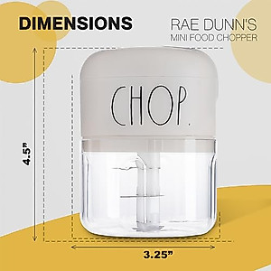 Rae Dunn Electric Mini Garlic Chopper-USB Rechargeable, Portable Cordless Wireless Food Chopper-8 oz Small Food Processor for Chopping Garlic, Ginger, Herbs, Chili, Minced Meat, Onion and More (Sand)