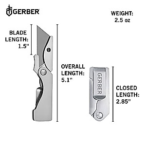 Gerber Gear 22-41830N EAB Pocket Knife and Money Clip, EDC Gear, Fixed Blade Knife, Stainless Steel