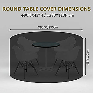 Patio Furniture Covers,Mayhour Heavy Duty Waterproof Round Table Chair Set Cover for Outdoor Dining Table Garden Yard UV Resistant Anti-Fading Dustproof Desk Protective with Elastic Balck Large