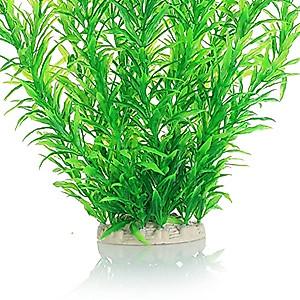 JIHAQUA Aquarium Decor Plastic Plants Extra Large 21 Inches Artificial Fish Tank Plants Tall Fish Tank Decorations (Green 2pcs)