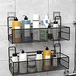 DOITOOL Storage Shelves Mesh Wall Floating Shelves Metal Storage Basket No Drilling Wall Mounted Shelf for Bathroom Laundry Room Bedroom Living Room Kitchen and Office 36X15CM Bathroom Decor