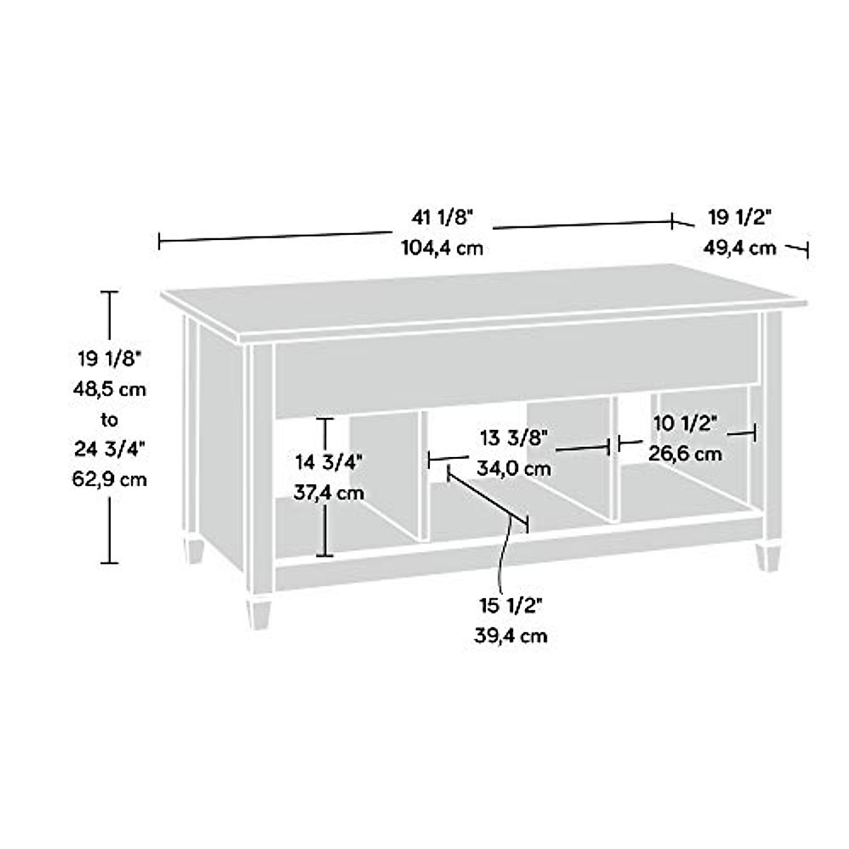 Sauder Edge Water Lift Top Coffee Table, Estate Black finish