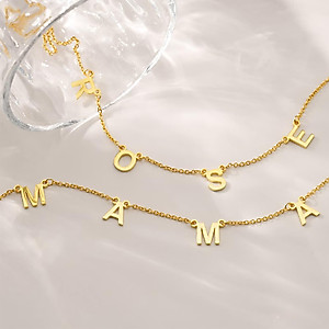 Yopicks Custom Initial Necklace, Personalized Name Necklaces for Women 14K Gold Plated Letter Necklace Name Necklace Mama Necklace | Graduation Gifts Birthday Gifts for Women