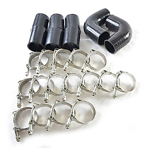 MooSun 2" 8-Pcs Universal Intercooler Pipe Piping Turbo Polished Aluminum Kit with Silicone Hoses and Stainless Steel T-Clamps